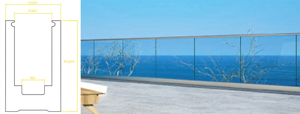 Aluminium Extrusion Frameless Glass Railing Pabrik Profil Aluminium ...